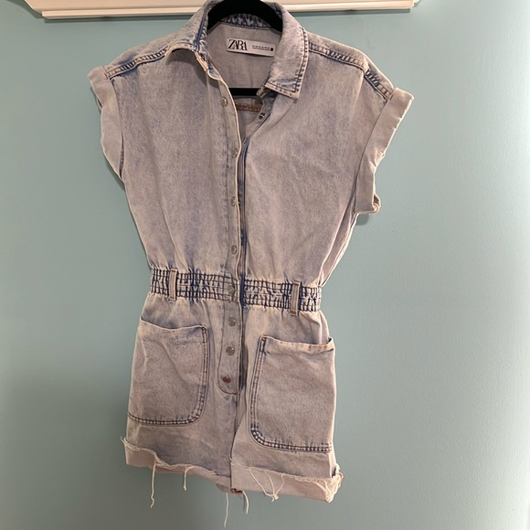 Zara | Pants & Jumpsuits | Zara Denim Xs Romper | Poshmark
